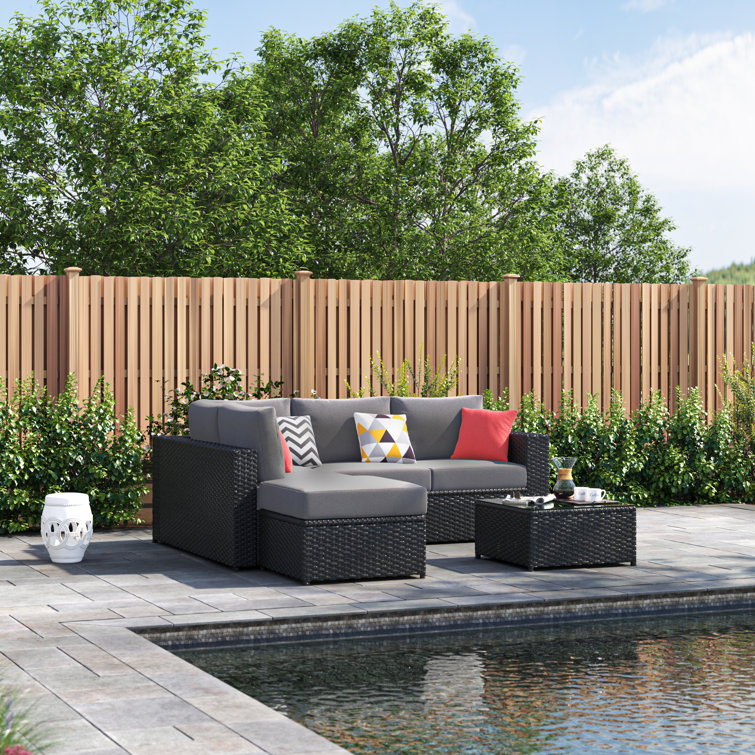 Wade Logan Wimbley Wicker Rattan 5 Person Seating Group With wade-logan-wimbley-wicker-rattan-5-person-seating-group-with